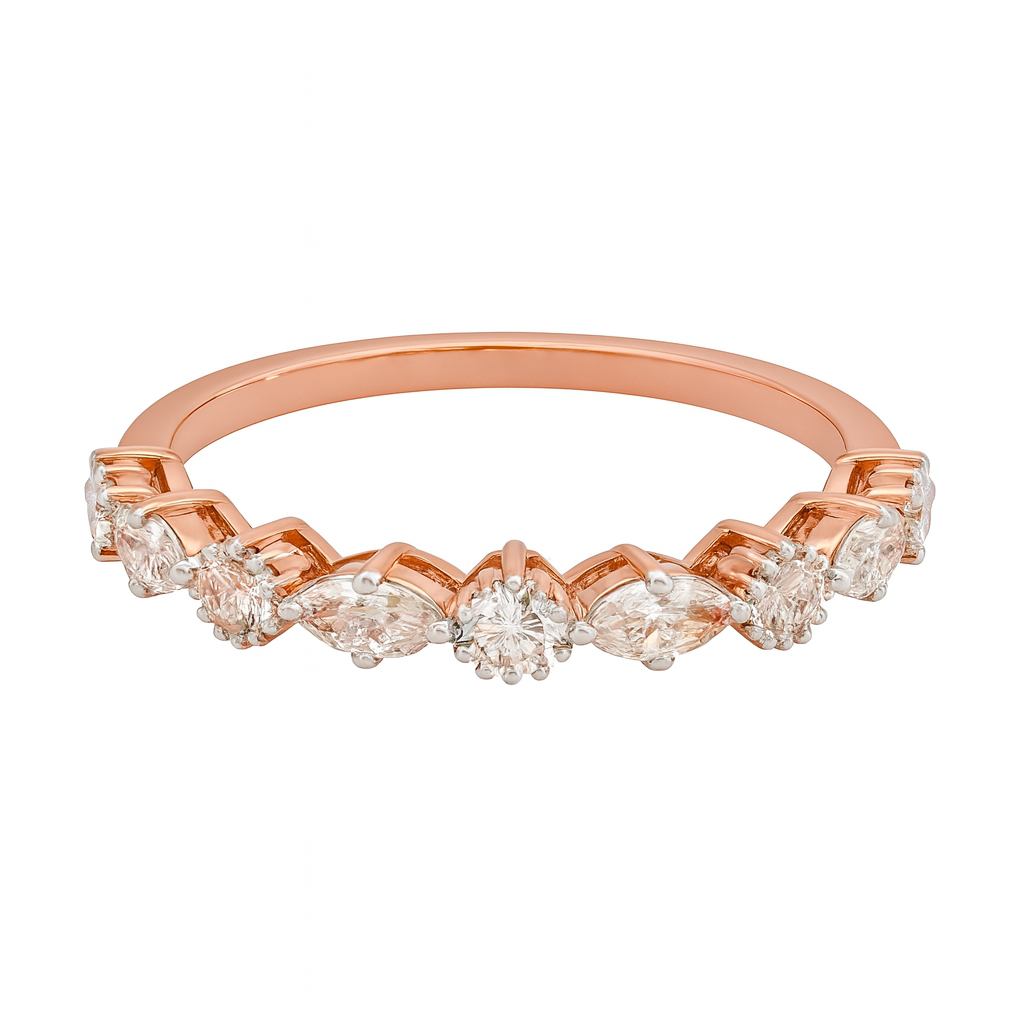 Lab Grown Multi Stone Band Ring In 14k Rose Gold – Diamos